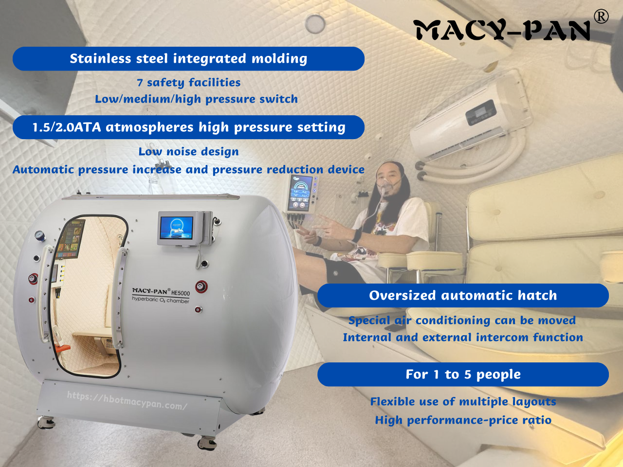 Wholesale Macy Pan Hyperbaric Chamber Vertical Type 3 Person Hyperbaric ...
